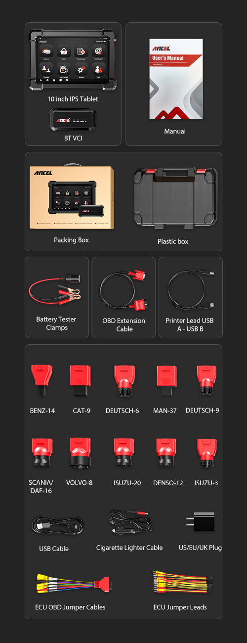 Ancel X7HD Premium Heavy Duty Truck Diagnostic Tool for Ultimate ...