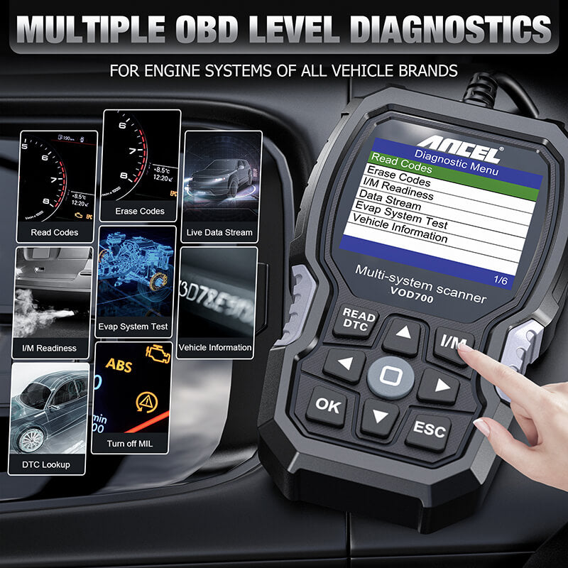 ANCEL VOD700 All System OBD2 Scanner for Volvo Car ABS Bleeding Inject